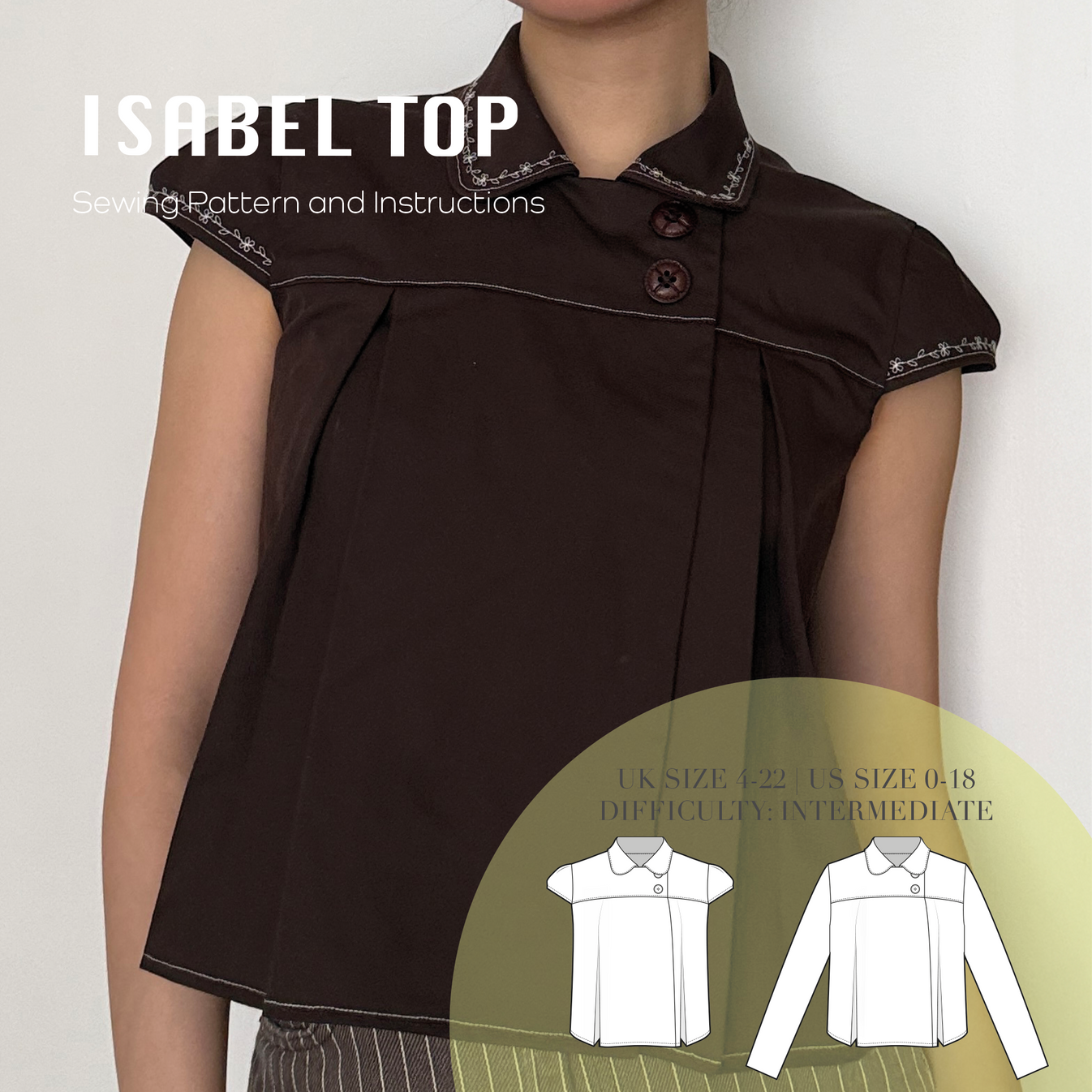 Isabel Top | Size UK4-22 US0-18 | PDF SEWING PATTERN (Video) – Mina ...